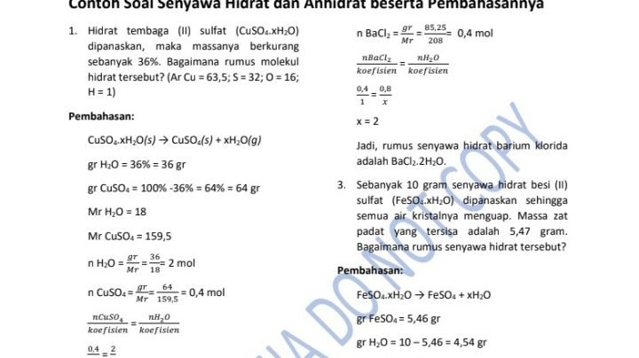 10 Contoh Soal dan Pembahasan Menentukan Kadar Zat dalam Senyawa ...