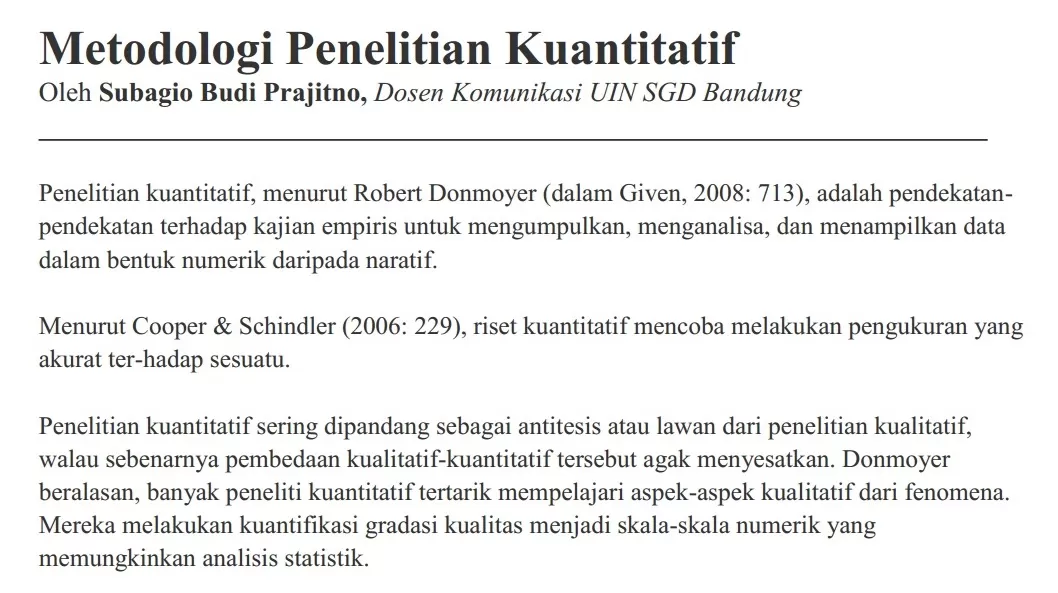 Metodologi Penelitian Kuantitatif - Materi Kimia Metodologi Penelitian Kuantitatif - Materi Kimia